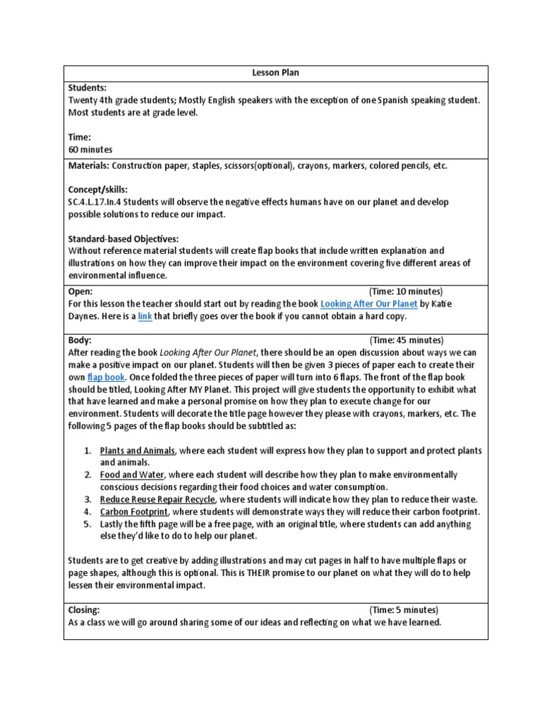 Lesson Plan Earth | PDF | Books | Lesson Plan