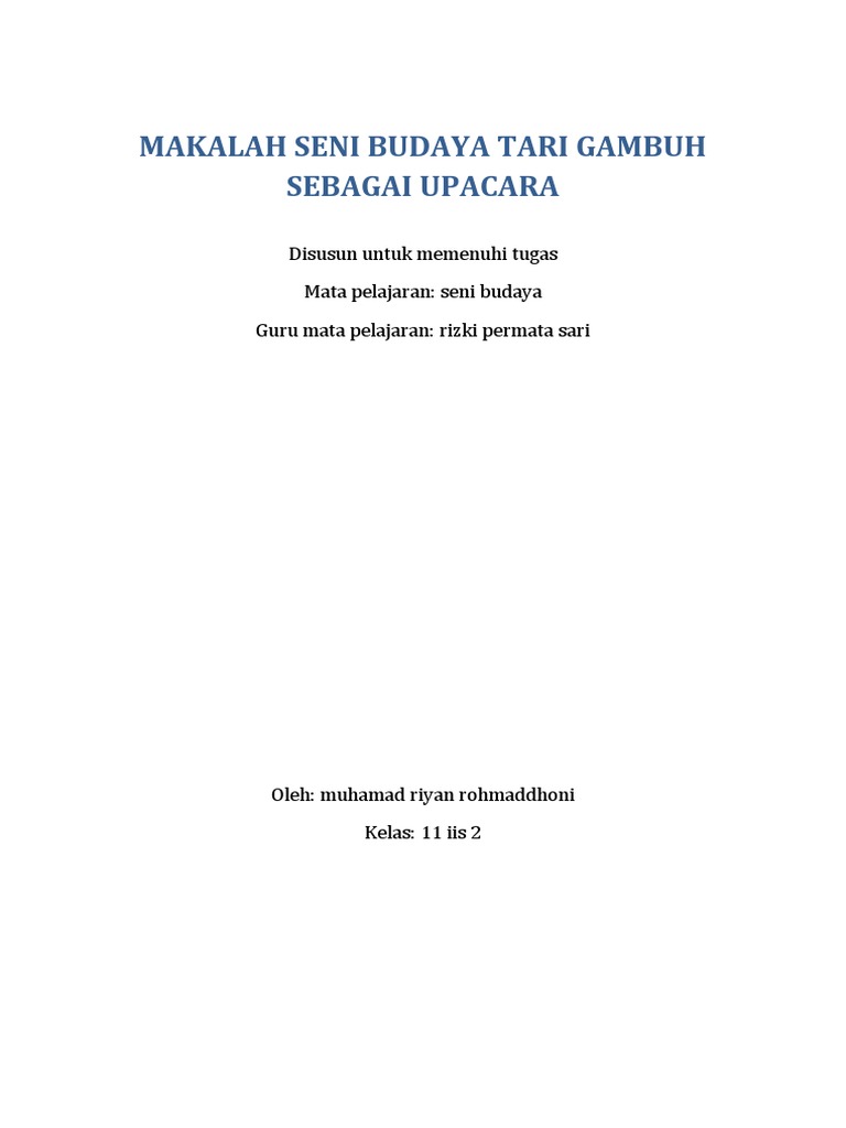 Tari Gambuh: Seni Upacara Bali | PDF