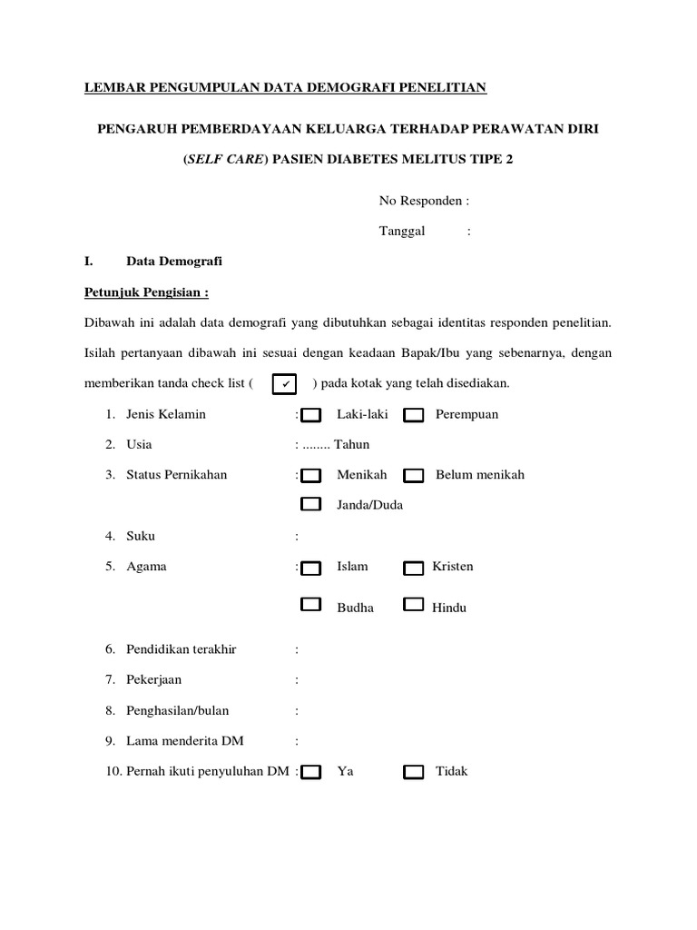 Kuesioner SDSCA untuk Pasien Diabetes | PDF | Gaya Hidup