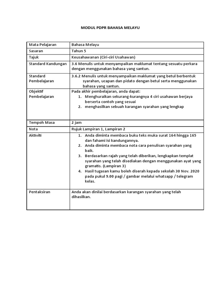 Modul Pdpr Bm Tahun 5 Pdf
