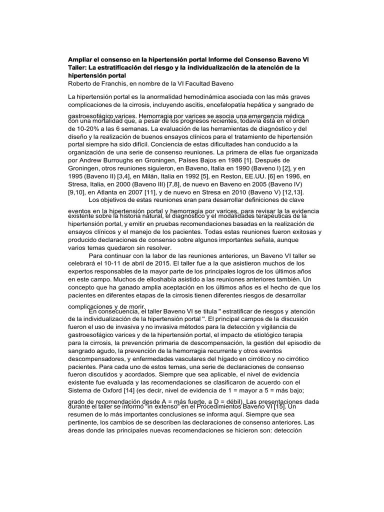 PDF Consenso Baveno VI - Compress | PDF | Cirrosis | Hipertensión