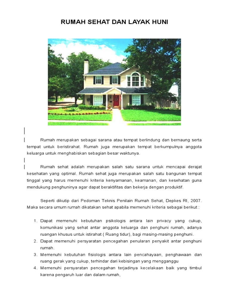 Pengertian Rumah Sehat | PDF