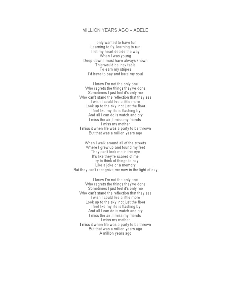 Million Years Ago - Letra | PDF