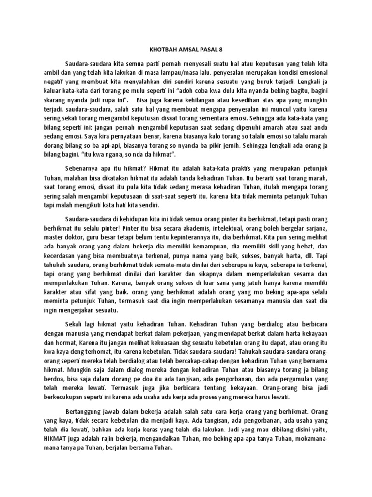 Khotbah Amsal Pasal 8 | PDF
