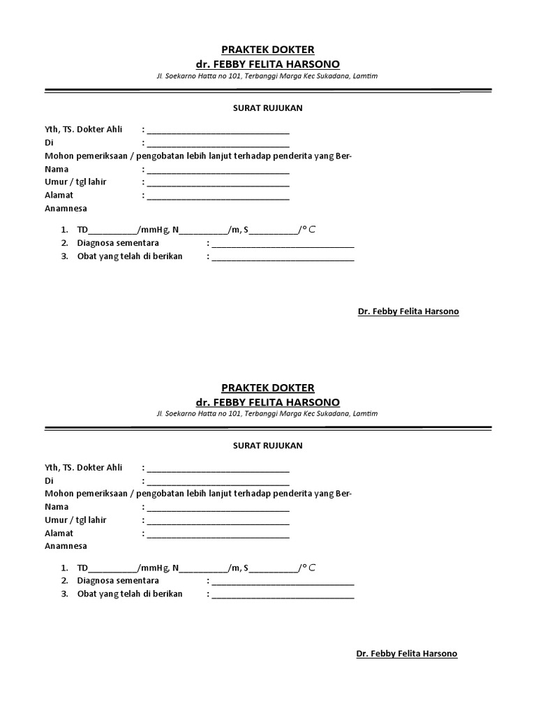 Surat Rujukan dr. Febby Harsono | PDF | Pengembangan Diri | Sains & Matematika
