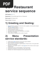 Food and Beverage Service SOPs | PDF | Foodservice | Food And Drink