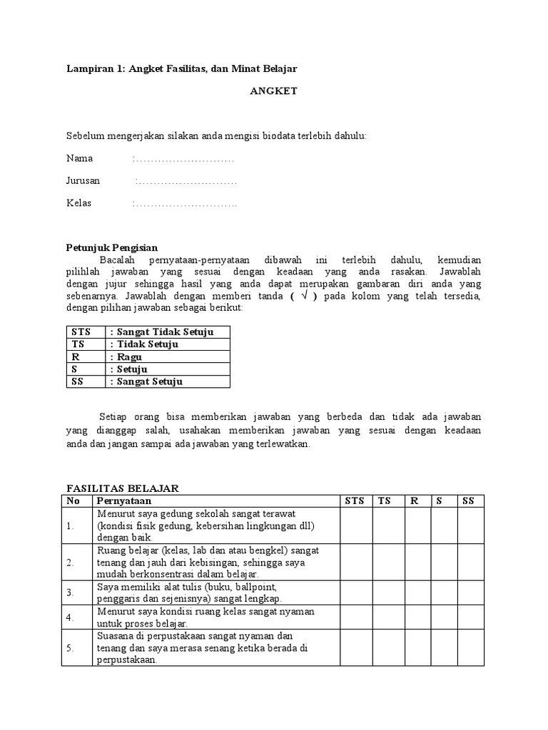 Lampiran 1 (Angket) Hasil Instrumen | PDF