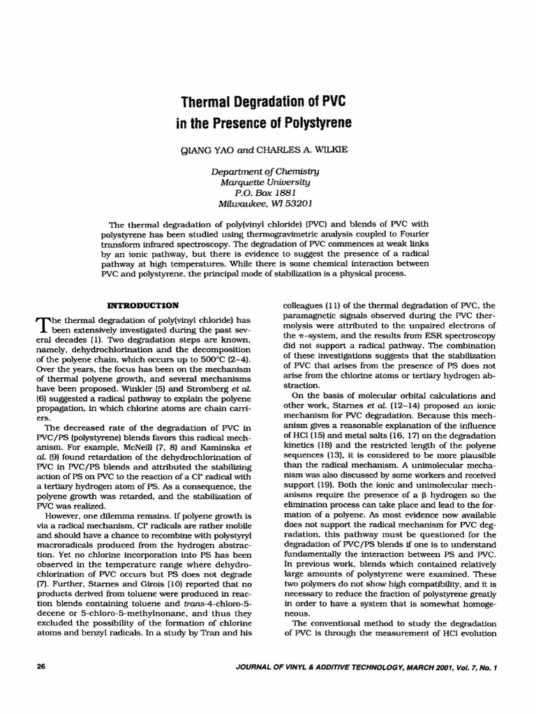 PVC Blends With PS Thermal Degradation | PDF | Polyvinyl Chloride ...