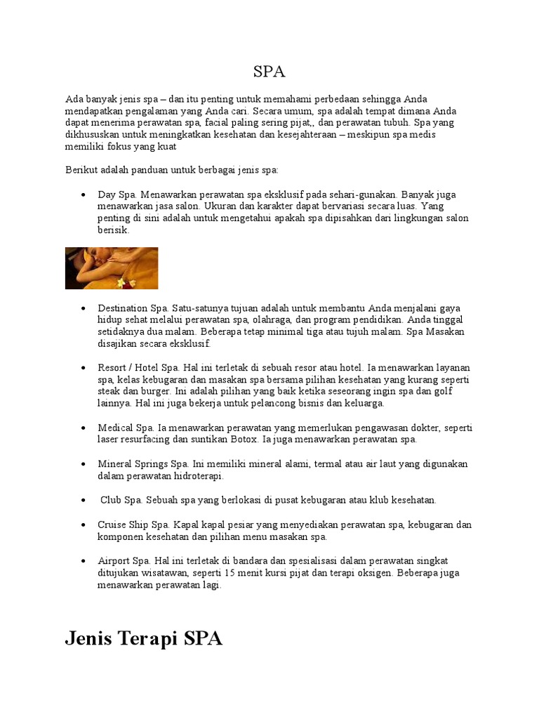 Jenis Terapi SPA | PDF
