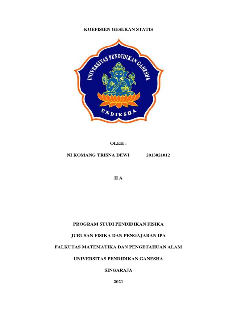 Rumus Koefisien Gesekan Statis | PDF | Metode & Bahan Ajar | Sains ...