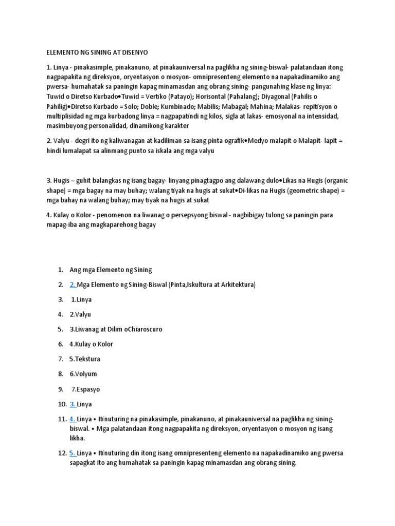 Elemento NG Sining at Disenyo | PDF