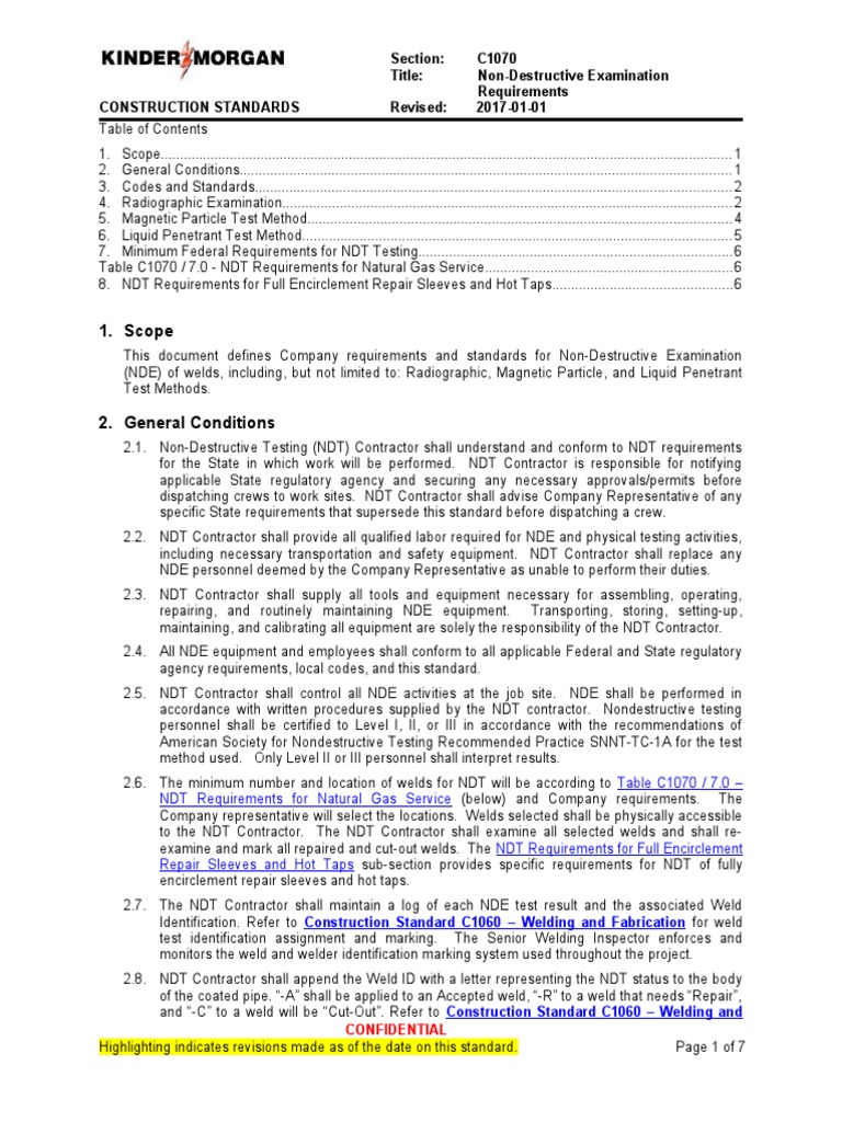 Non-Destructive Testing Requirements | PDF | Nondestructive Testing ...