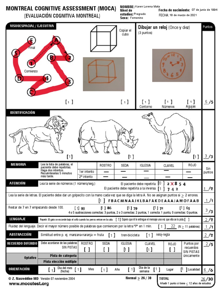MoCA Test Spanish | PDF