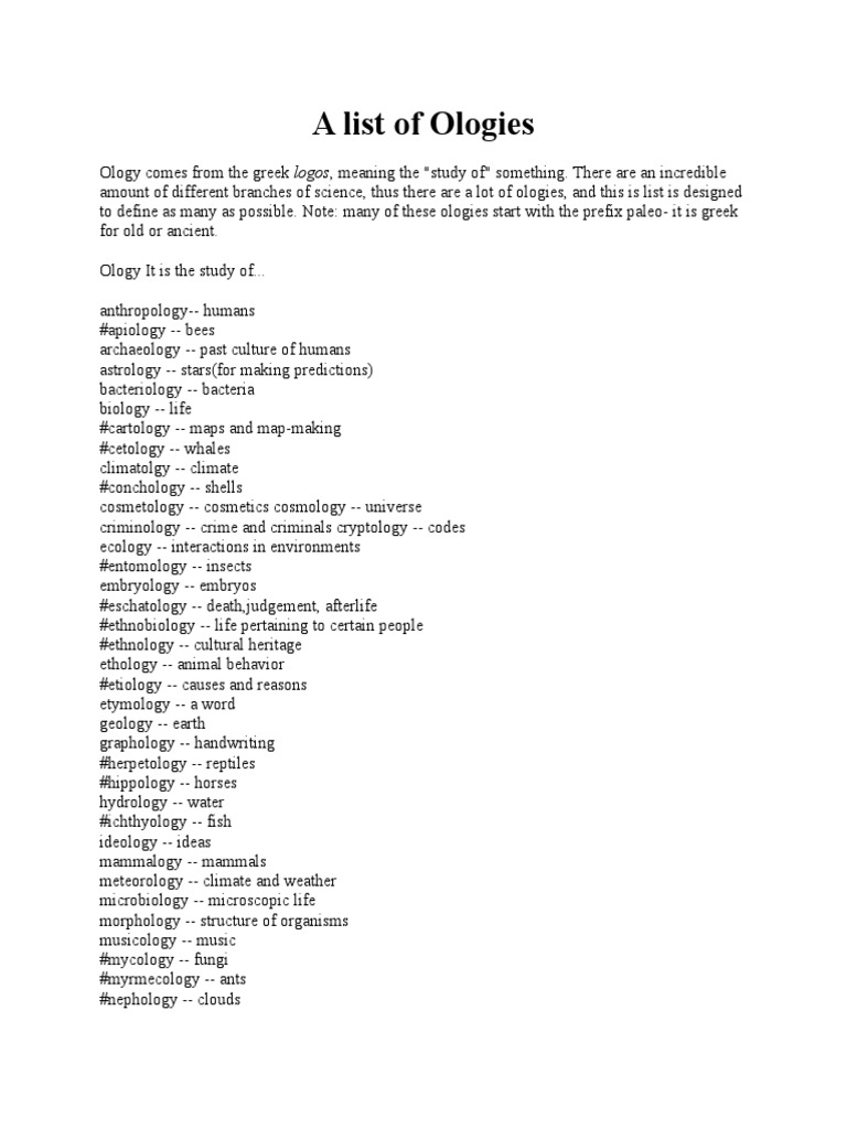 A Comprehensive Catalog of Ologies: An Extensive List of Scientific ...