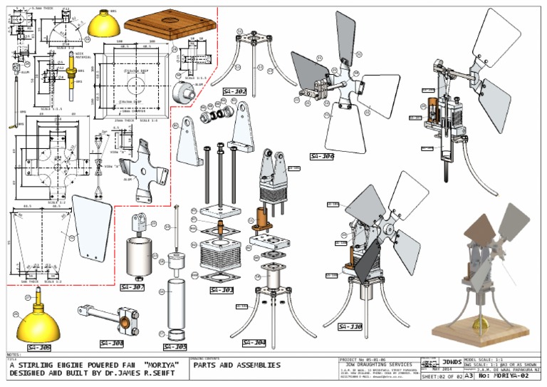 Parts and Assemblies A Stirling Engine Powered Fan "Moriya" Designed ...