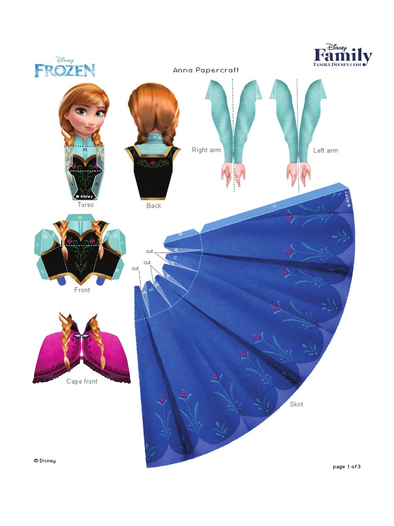 Disney Frozen Anna Papercraft Craft Printable | PDF | Clothing ...
