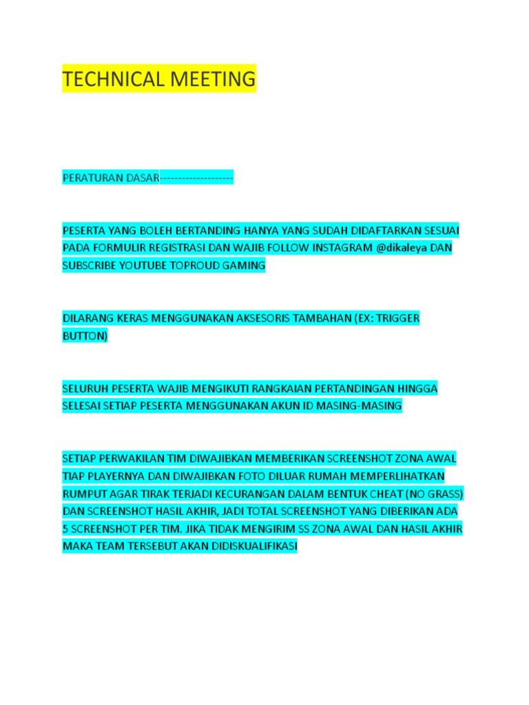 Technical Meeting Pubg | PDF