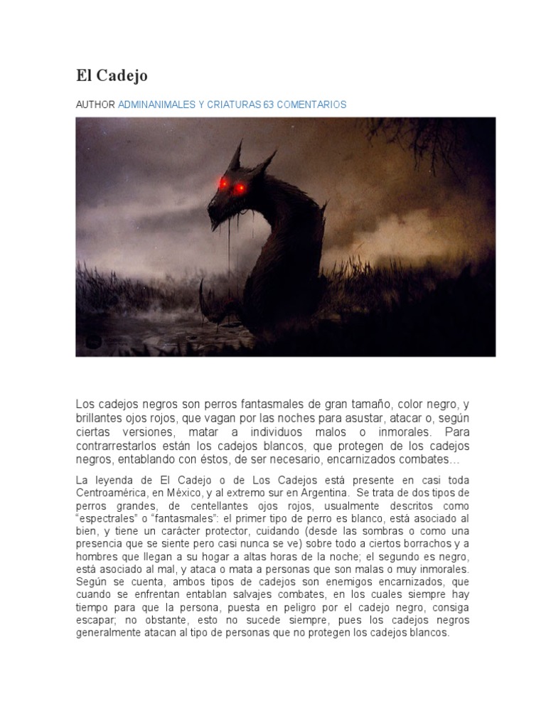 La leyenda del Cadejo en Centroamérica y México | PDF | Religión y creencia
