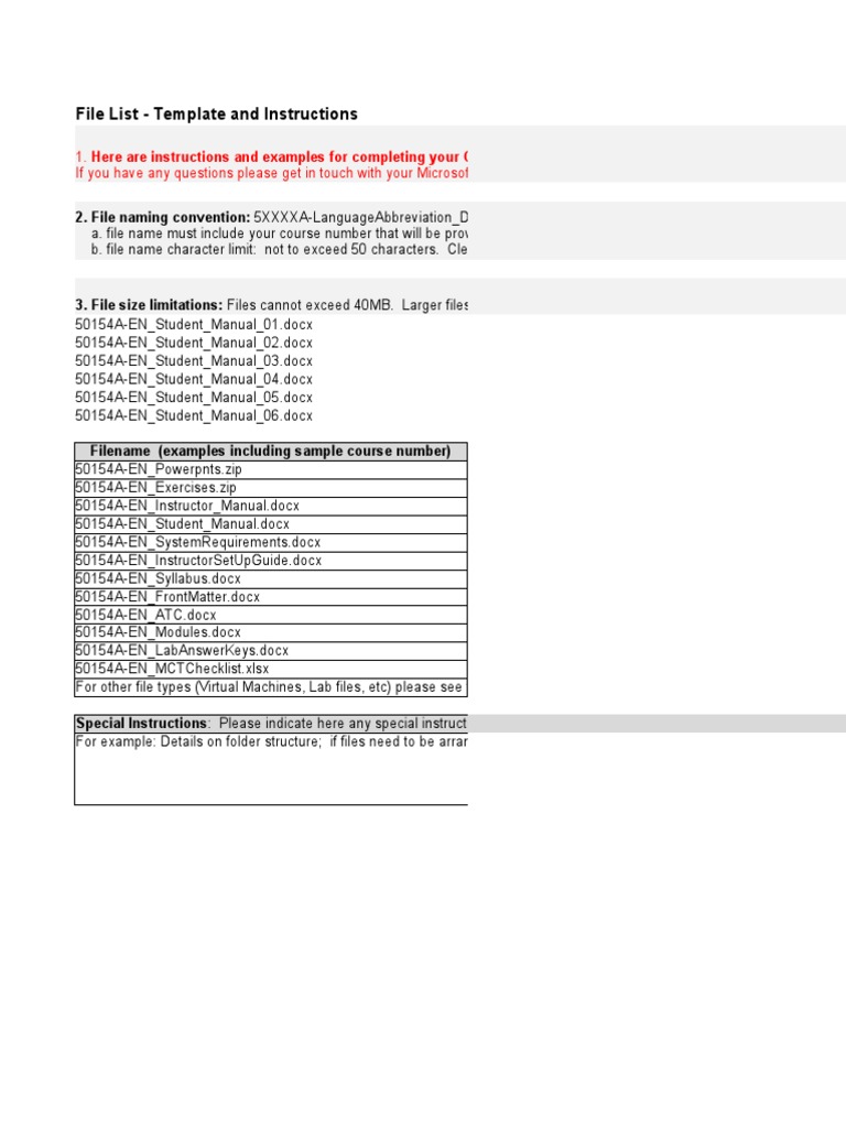 File List - Template and Instructions | PDF | Filename | Zip (File Format)