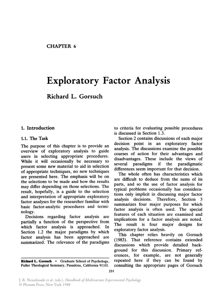 Exploratory Factor Analysis: Richard L. Gorsuch | PDF | Factor Analysis ...
