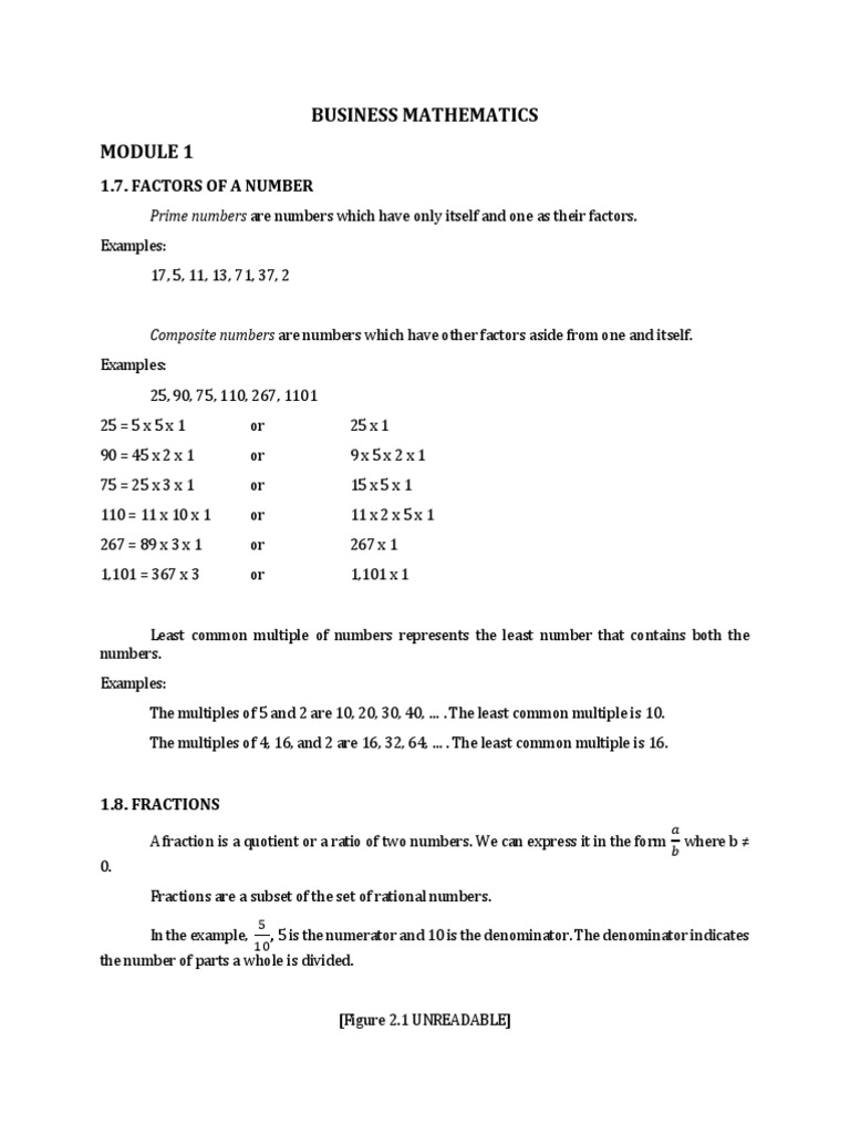 Business Mathematics: 1.7. Factors of A Number | PDF | Number Theory ...
