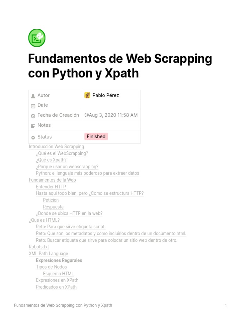 Fundamentos de Web Scrapping Con Python y Xpath | PDF | X camino | Protocolo de Transferencia de ...