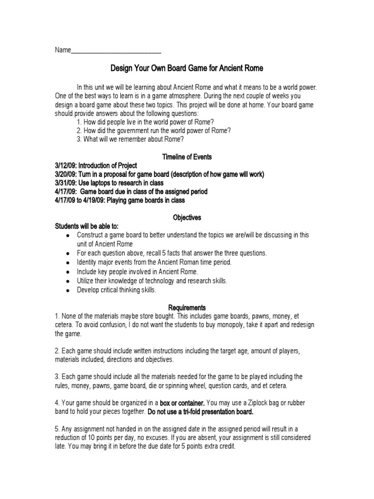 Ancient Rome Board Game | PDF | Question | Teaching