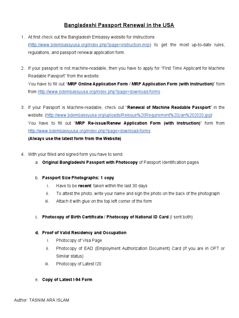 BD Passport Renewal in The USA | PDF | Identity Document | Passport