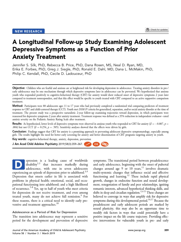 A Longitudinal Follow-Up Study Examining Adolescent | PDF | Major ...