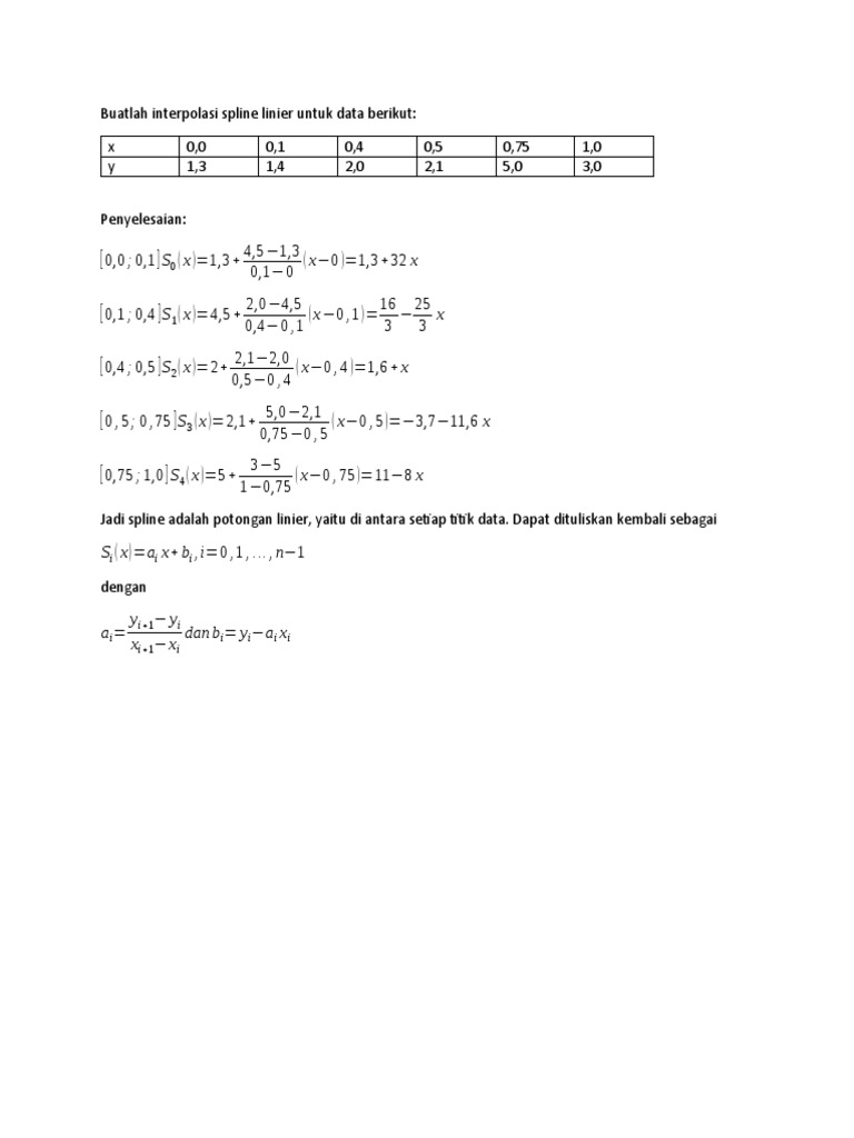 Contoh Interpolasi Spline | PDF