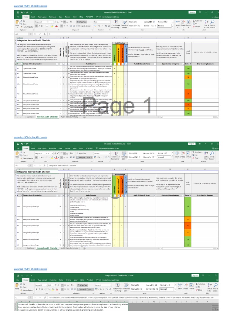 EHQMS Integrated Internal Audit Checklist Sample | PDF