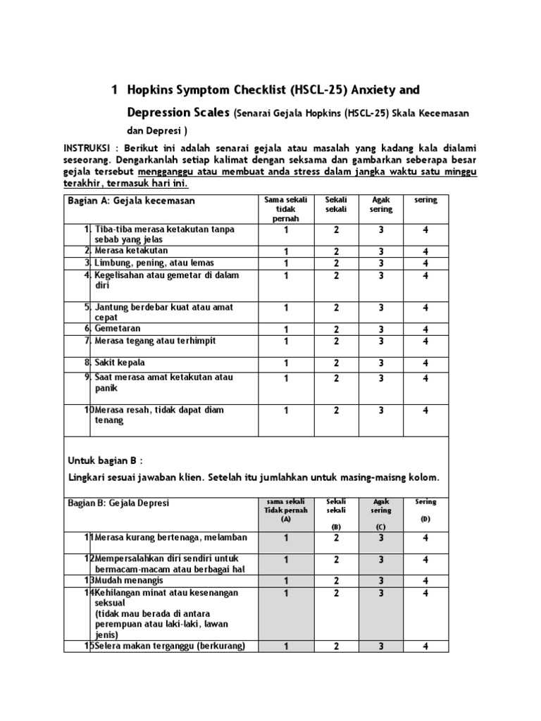 Hopkins Symptom Checklist & HTQ | PDF