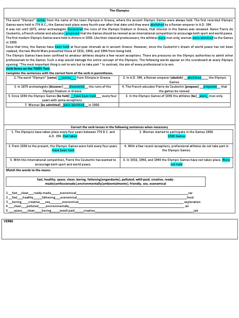Juan Roberto Lazcano Trejo - Verbs 1 Students | PDF | Olympic Games ...