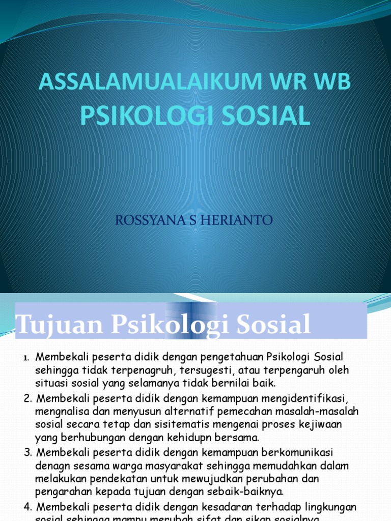 Tujuan dan Pendekatan Psikologi Sosial | PDF | Ilmu Sosial | Pengembangan Diri