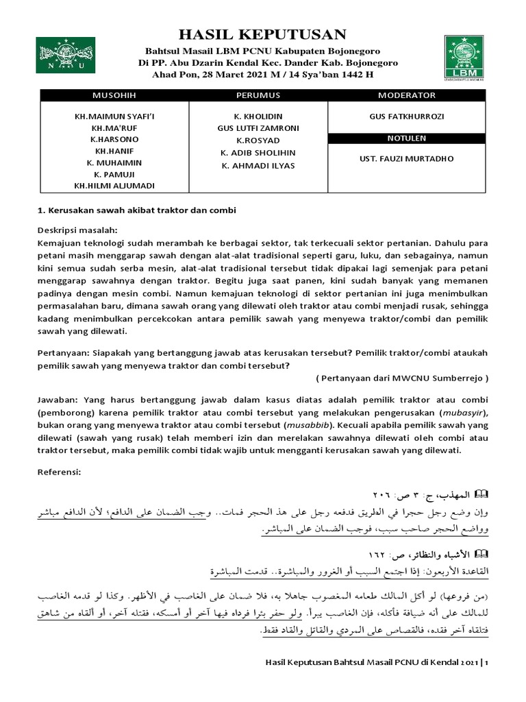 Fix Hasil Bahtsu Kendal 2021 | PDF
