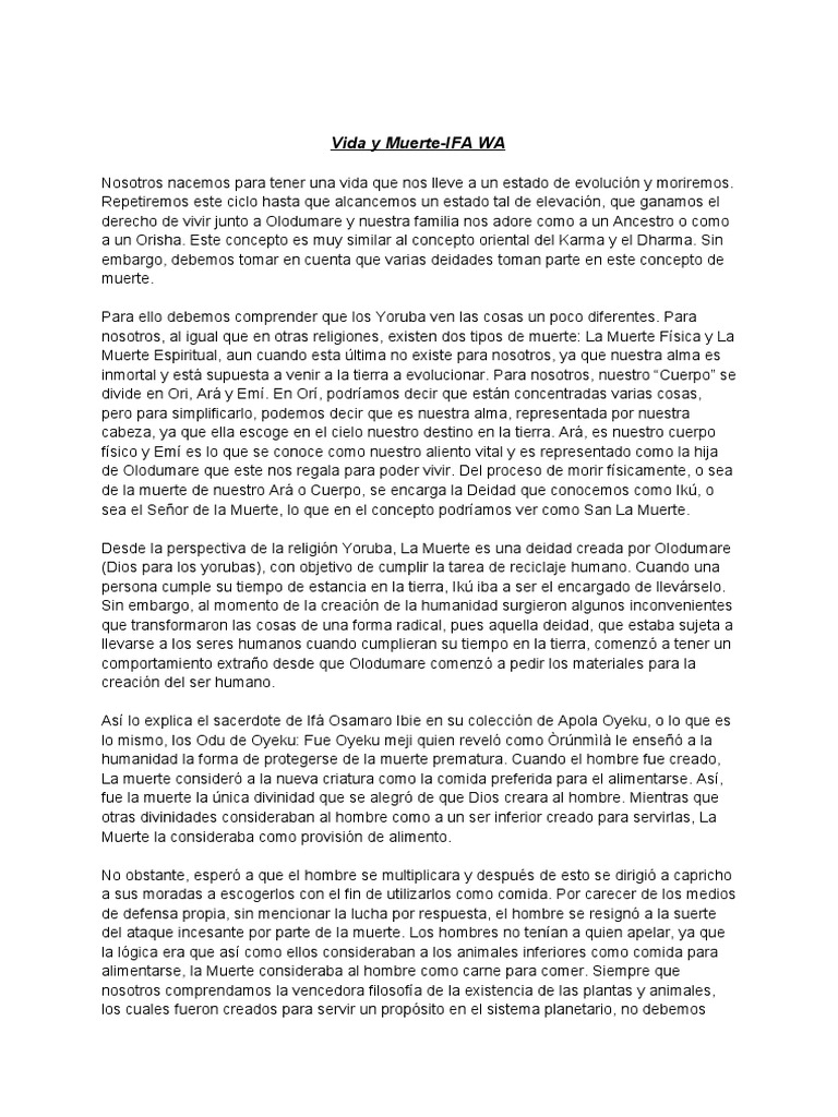 Vida y Muerte en la Religión Yoruba | PDF | Muerte | Vida