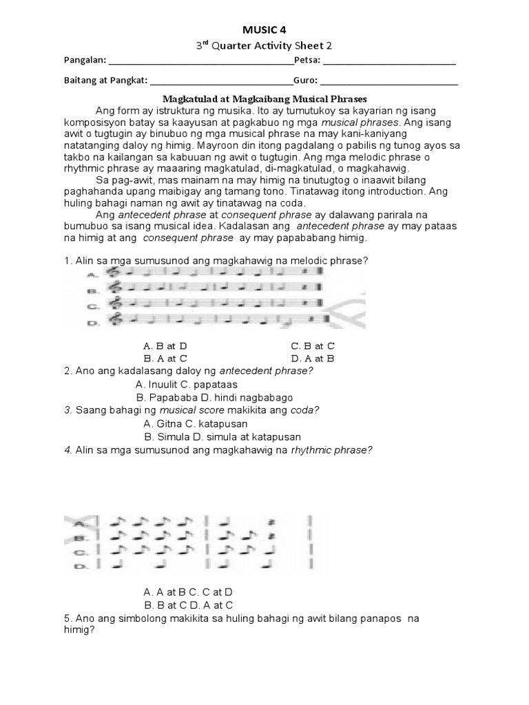 MUSIC 4 3rd Quarter AS2 1 | PDF