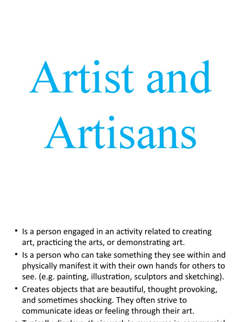 Lesson 5vartist and Artisans | PDF | Artisan | Paintings
