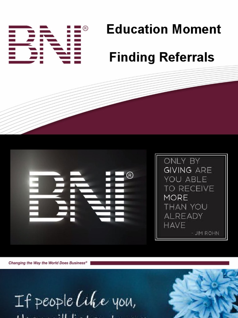 BNI Networking Education - Finding Referrals | PDF | Finance & Money ...