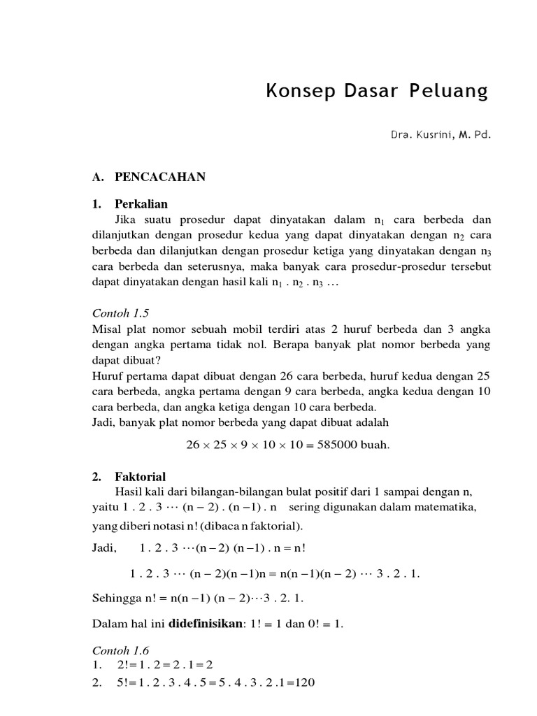 Modul Konsep Permutasi, Kombinasi, Peluang | PDF