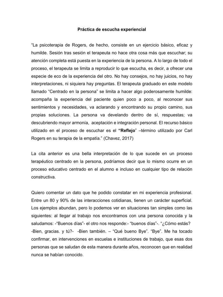 5 Práctica de Escucha Experiencial | PDF | Psicoterapia | Sicología