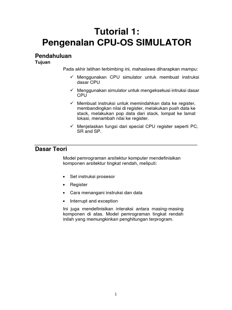 Tutorial1 CPU OS SIM | PDF
