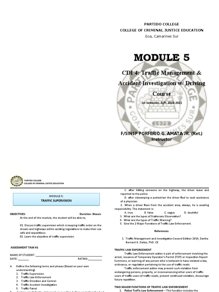 CDI 4: Traffic Management & Accident Investigation W/ Driving Course ...