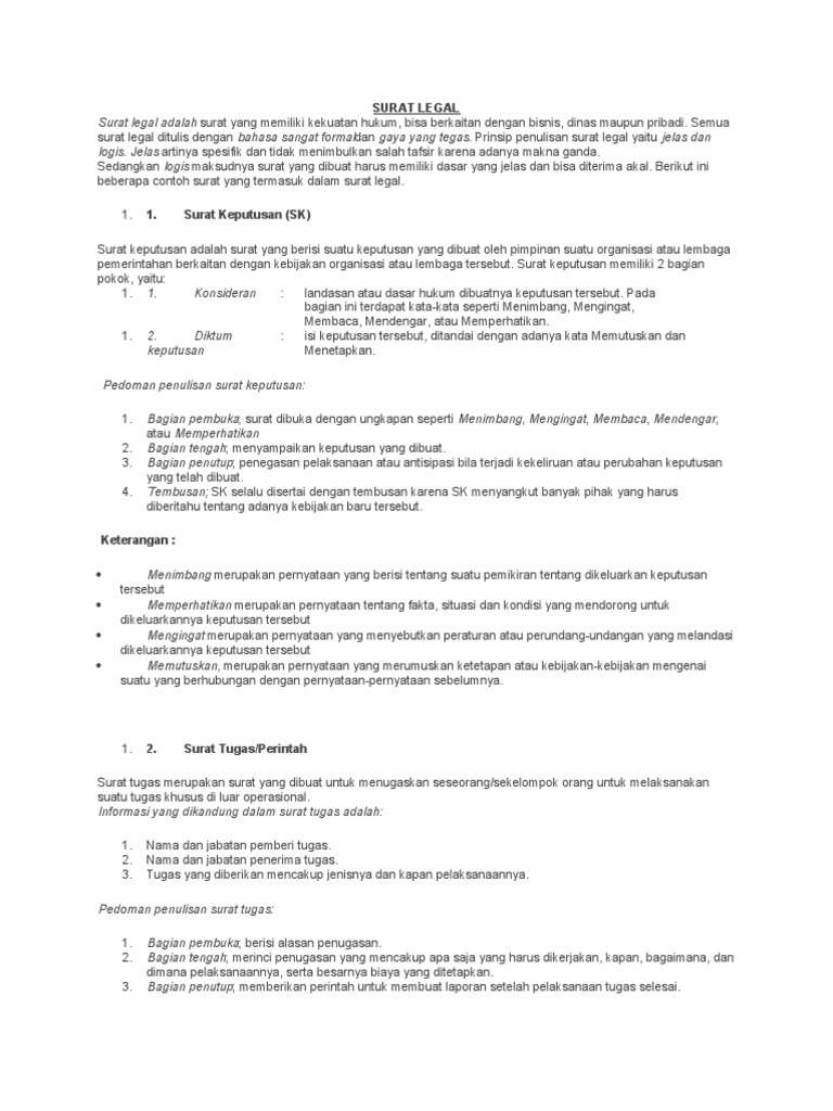 Bahan Bacaan SURAT LEGAL | PDF