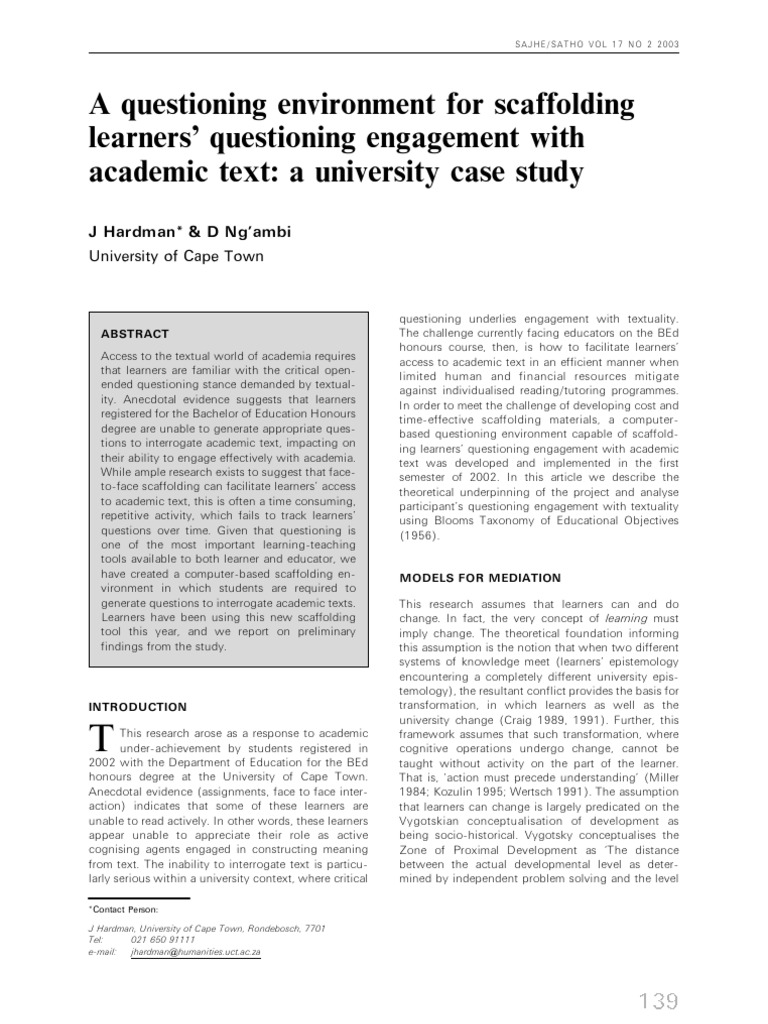 A Questioning Environment For Scaffolding Learner's Questioning ...