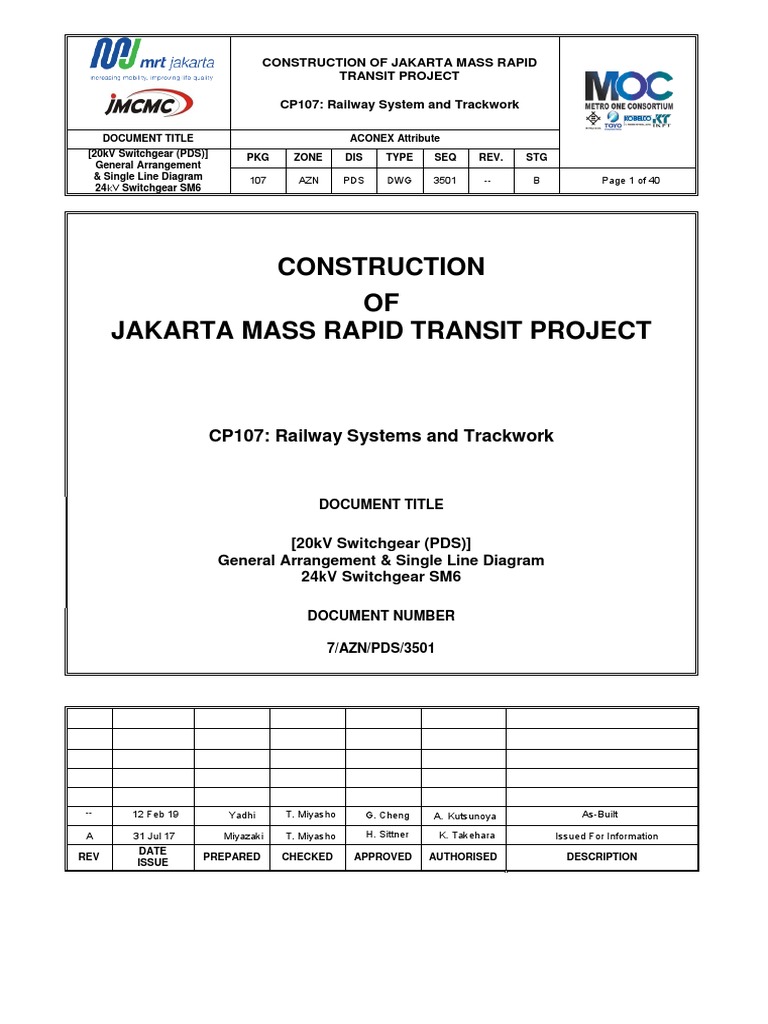 7-AZN-PDS-3501 - (20kV Switchgear (PDS) ) GA & SLD 24kV Switchgear SM6 - As Built | PDF | Switch ...