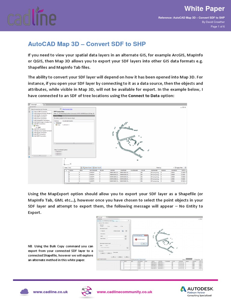 AutoCAD Map 3D - Convert SDF To SHP | PDF | Auto Cad | Geographic ...