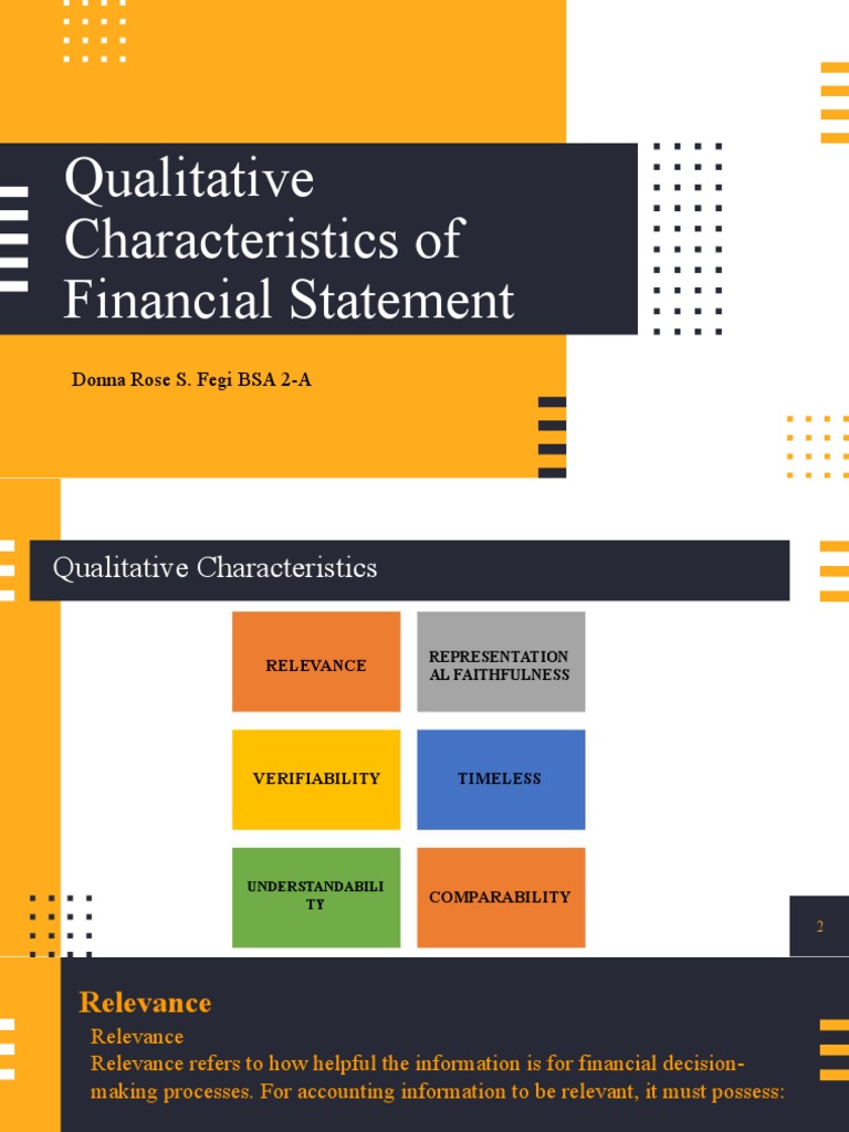 Qualitative Characteristics of Financial Statement: Donna Rose S. Fegi ...