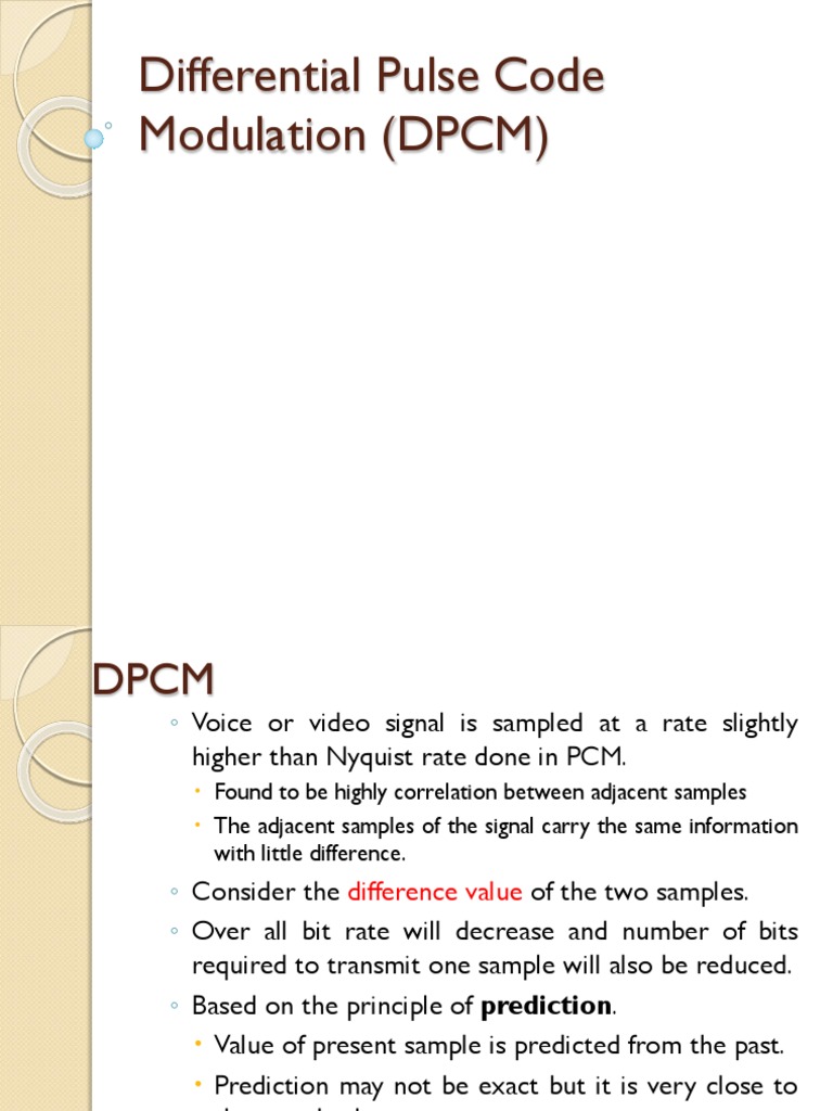 Differential Pulse Code Modulation (DPCM) | PDF | Telecommunications Engineering | Electronics