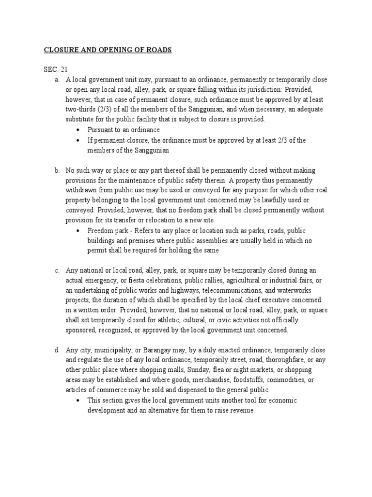 Closure and Opening of Roads | PDF | Government | Justice